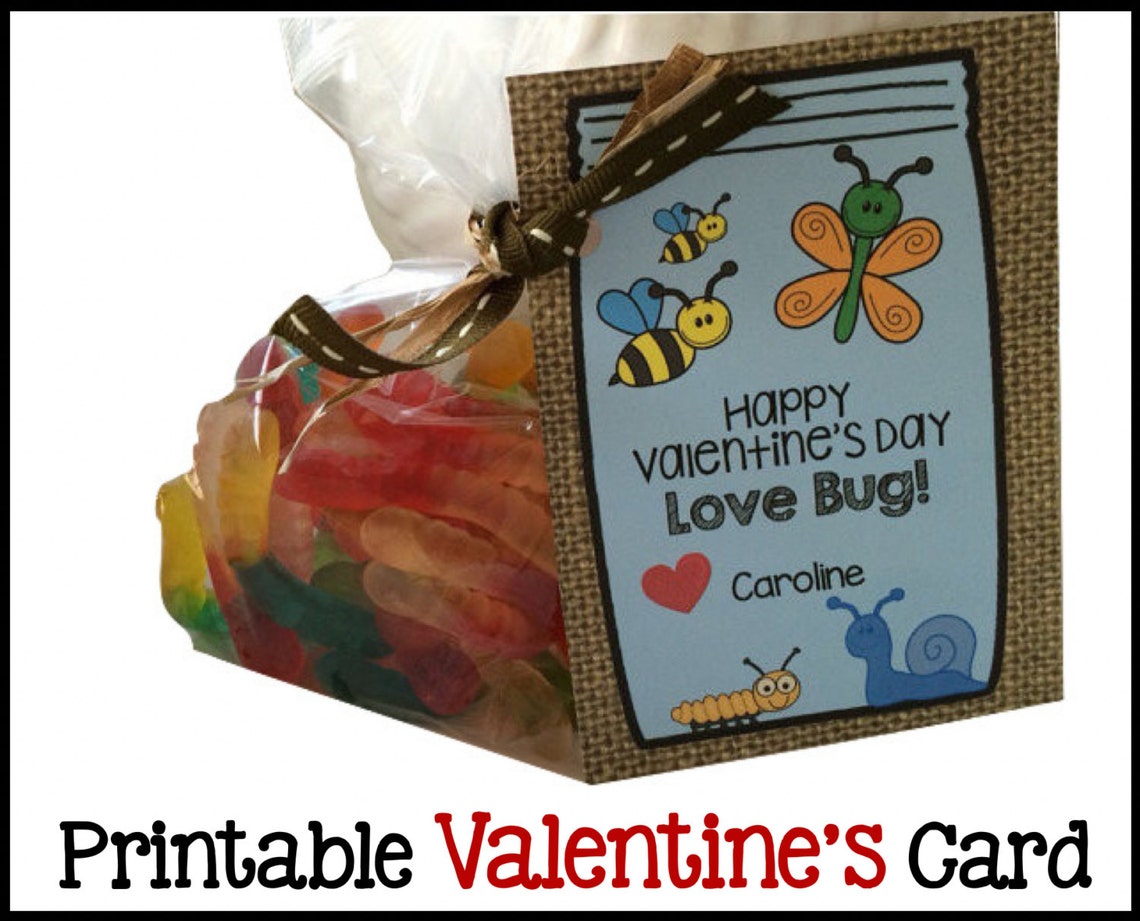 50% OFF SALE Valentine's Day EDITABLE Love Bug Kids Cards - Etsy