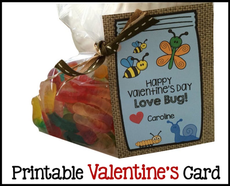 50% OFF SALE Valentine's Day EDITABLE Love Bug Kids Cards - Etsy