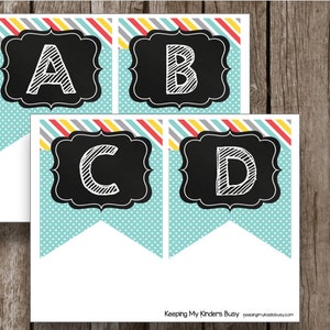 50% OFF SALE - Banner - Complete Alphabet - Numbers - Chalkboard - Teal ...