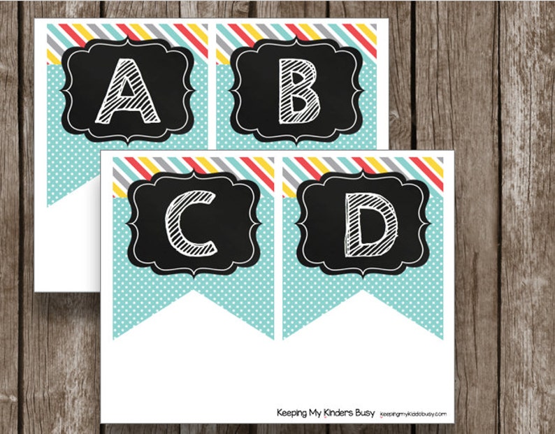 50% OFF SALE - Banner - Complete Alphabet - Numbers - Chalkboard - Teal ...