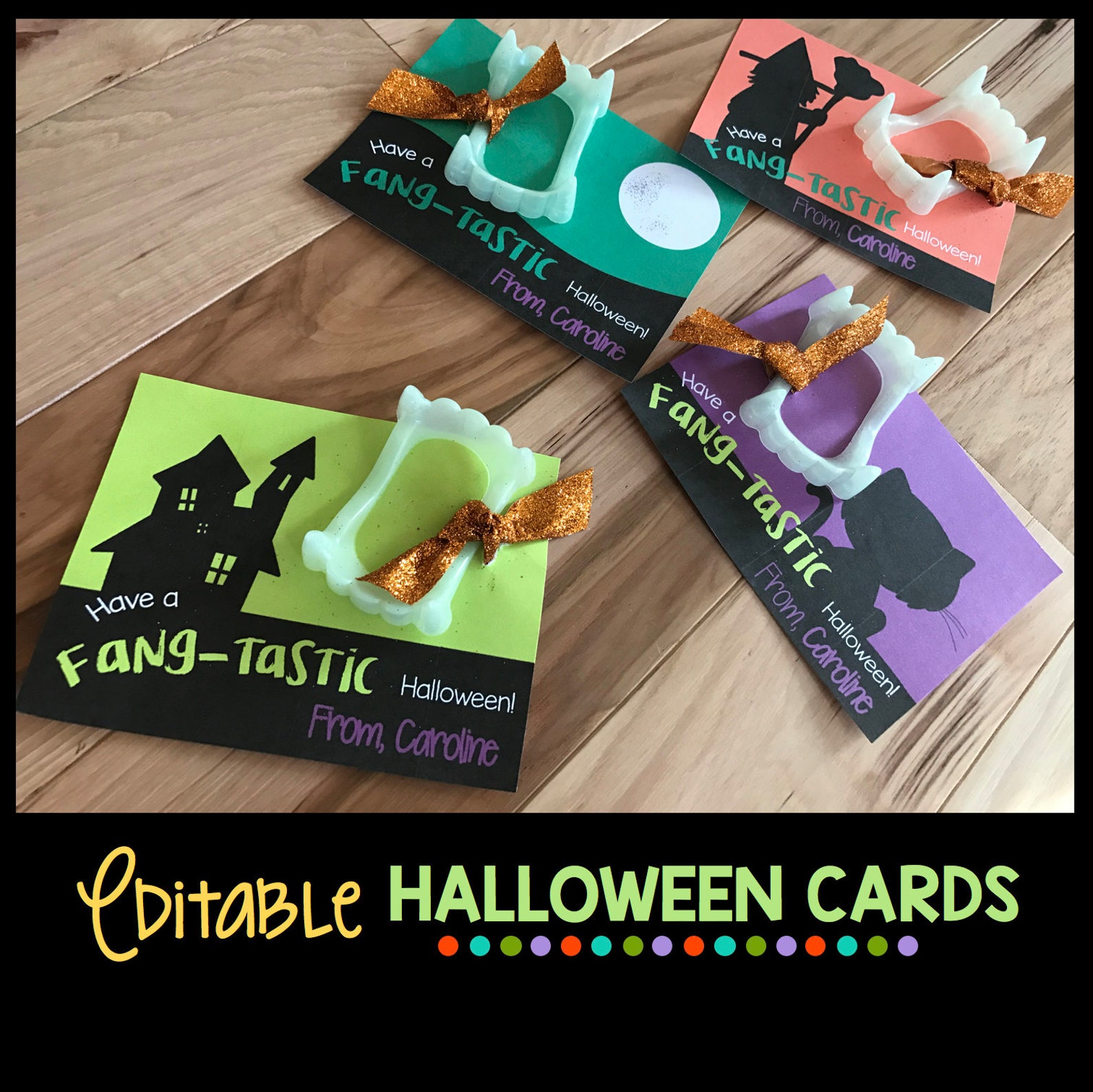 FANGS Halloween Card EDITABLE Printable DIY Candy Free | Etsy