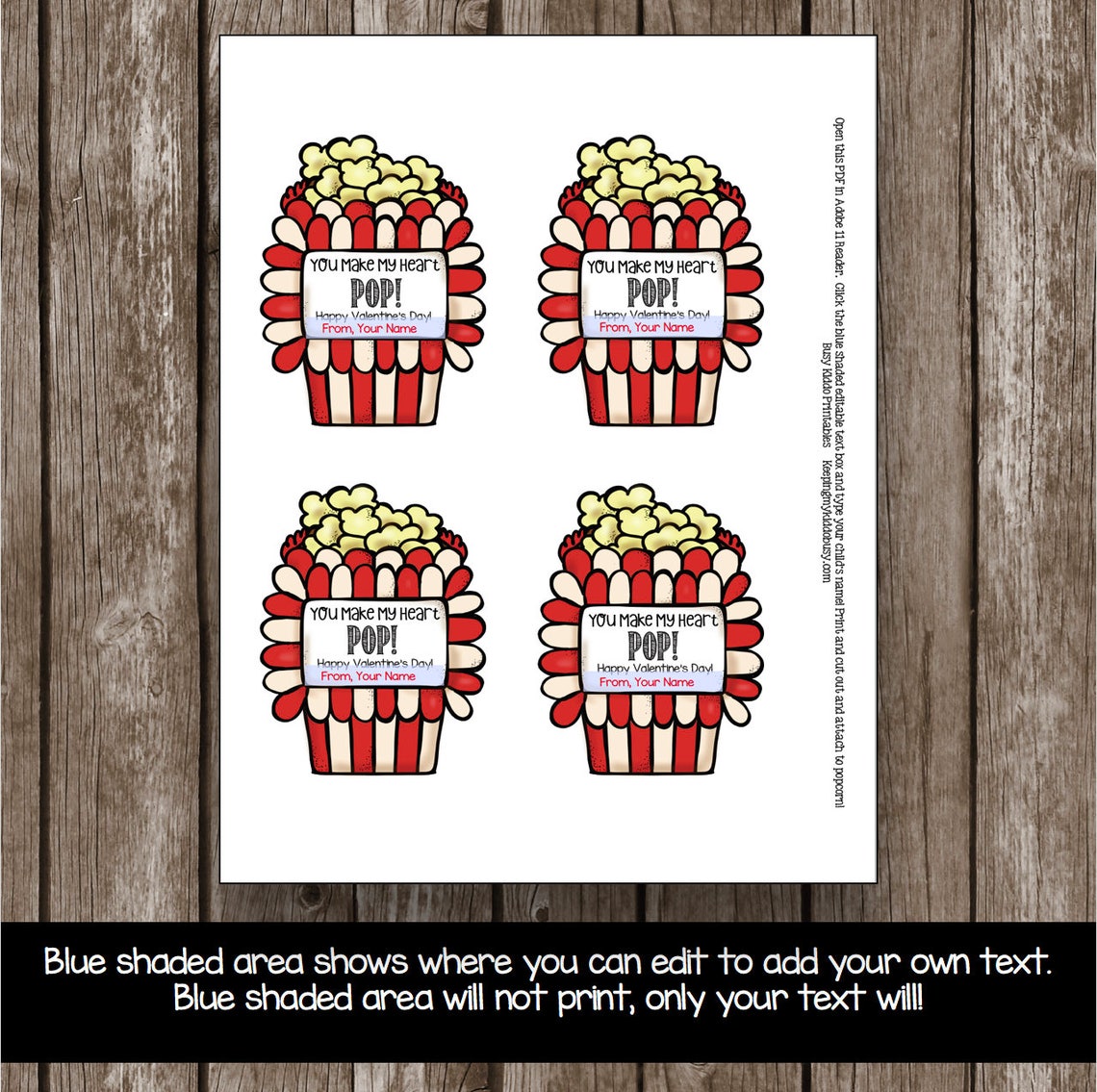 Valentine's Day Card Popcorn You Make My Heart POP | Etsy