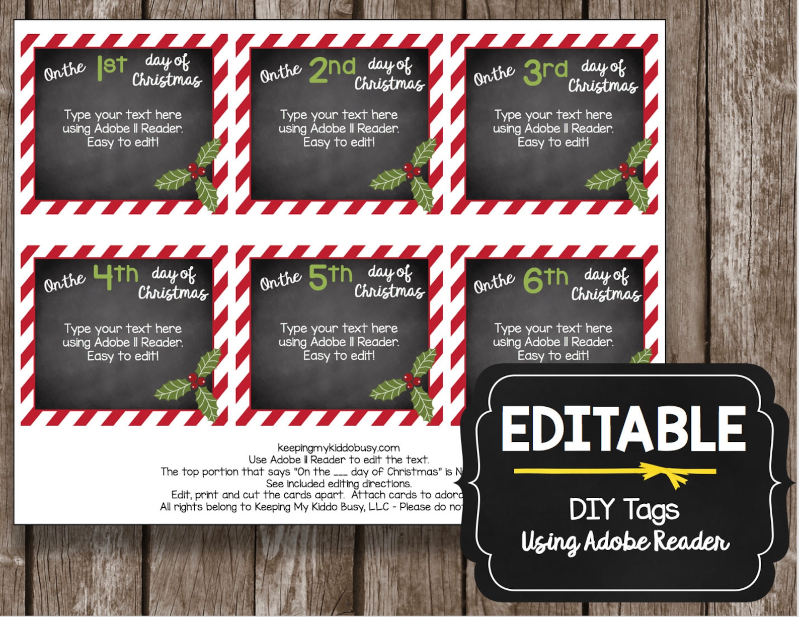 12 Days of Christmas EDITABLE Cards 12 Days of Christmas Gift Tags DIY ...