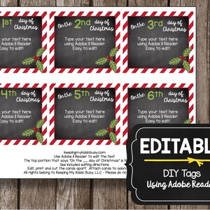 12 Days of Christmas EDITABLE Cards - 12 Days of Christmas Gift Tags ...