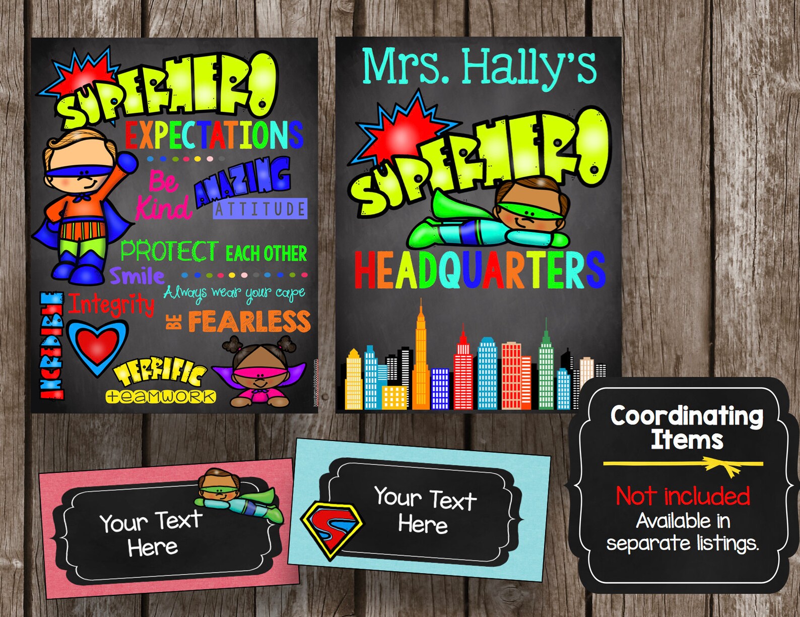 Superhero THINK Poster Classroom Decor Playroom Kids Wall Art Printable ...