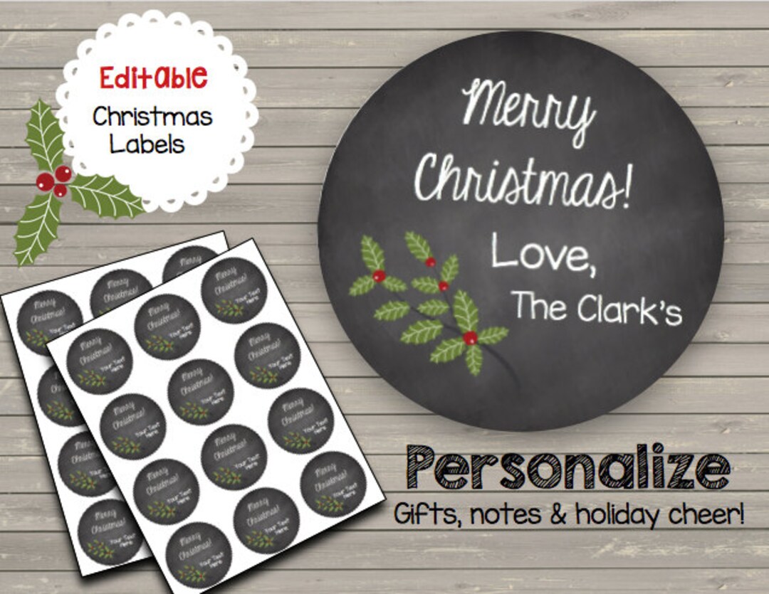 Christmas - EDITABLE - Chalkboard Labels - Gift Tags - Labels - INSTANT ...