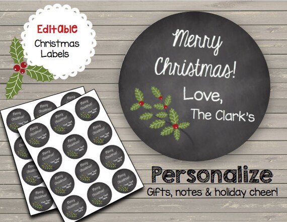 Christmas EDITABLE Chalkboard Labels Gift Tags Labels - Etsy