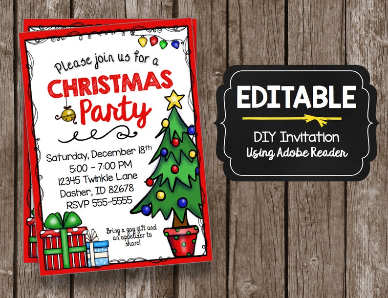 Christmas Party Invitation - EDITABLE - DIY Printable PDF - Kids ...