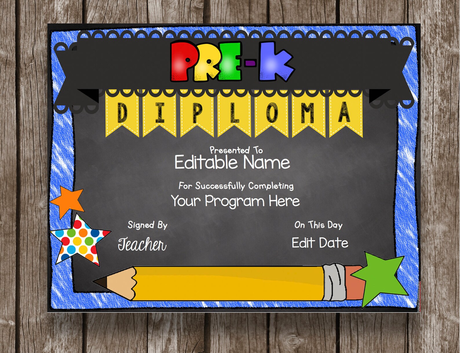 50% OF SALE - Pre-k Diploma - Prek Graduation - Chalkboard - Editable ...
