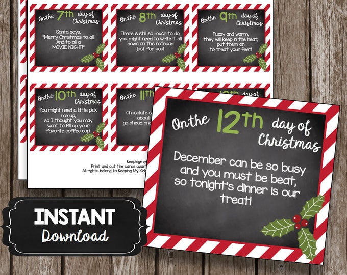 12 Days of Christmas TEACHER Cards Printable DIY Gift - Etsy
