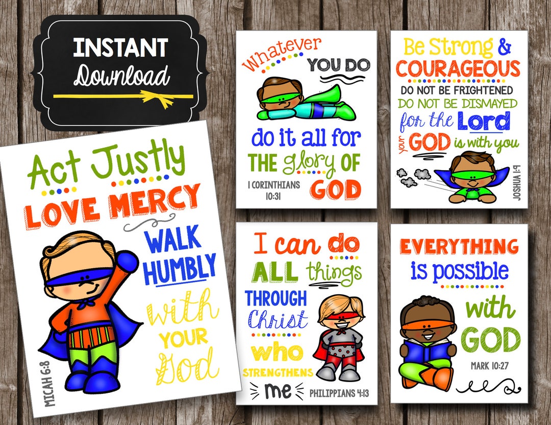 Superhero Kids Scripture Posters - Printable JPG and PDF Files ...