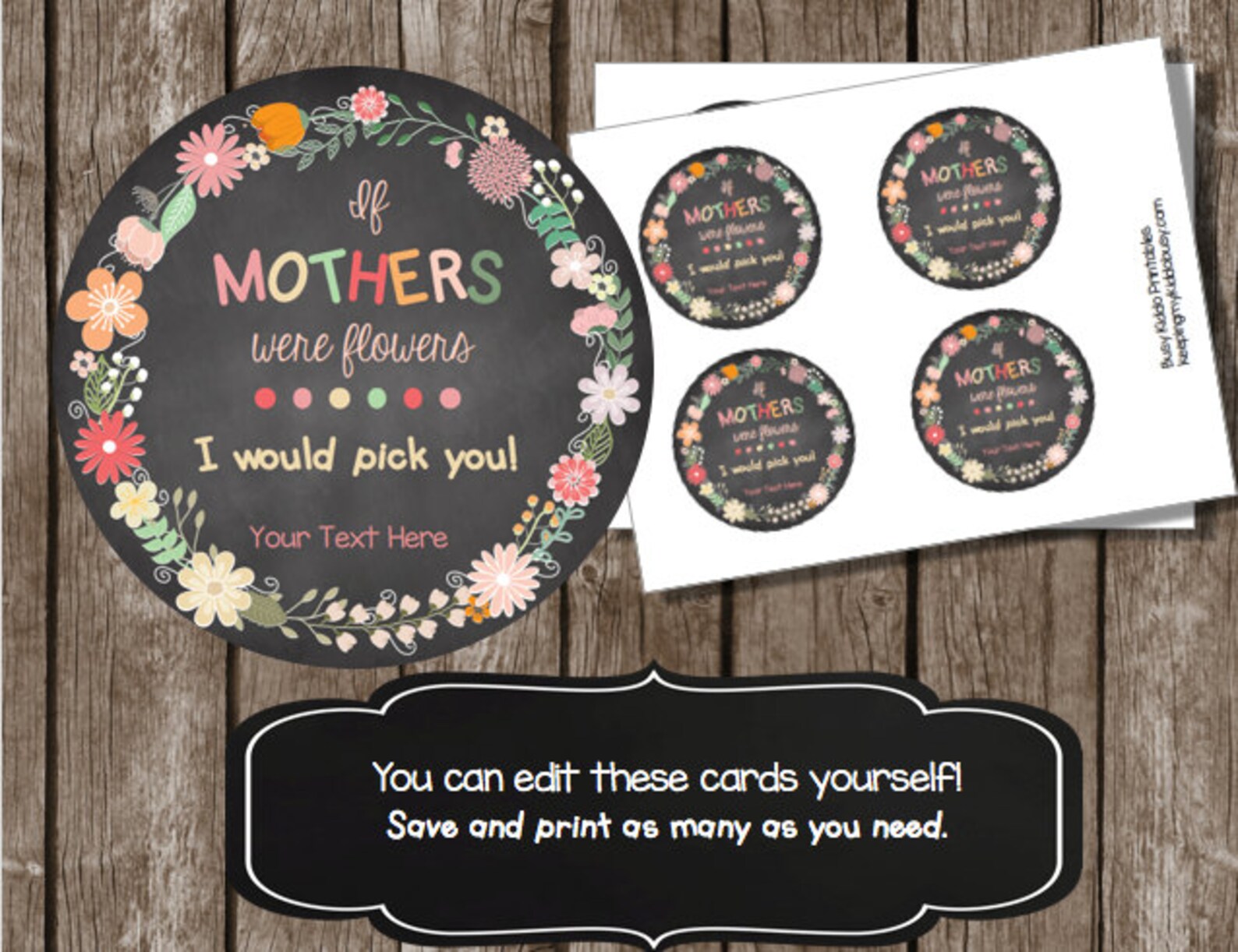 50% OFF SALE - Mother's Day - Printable Card - Editable - Chalkboard ...