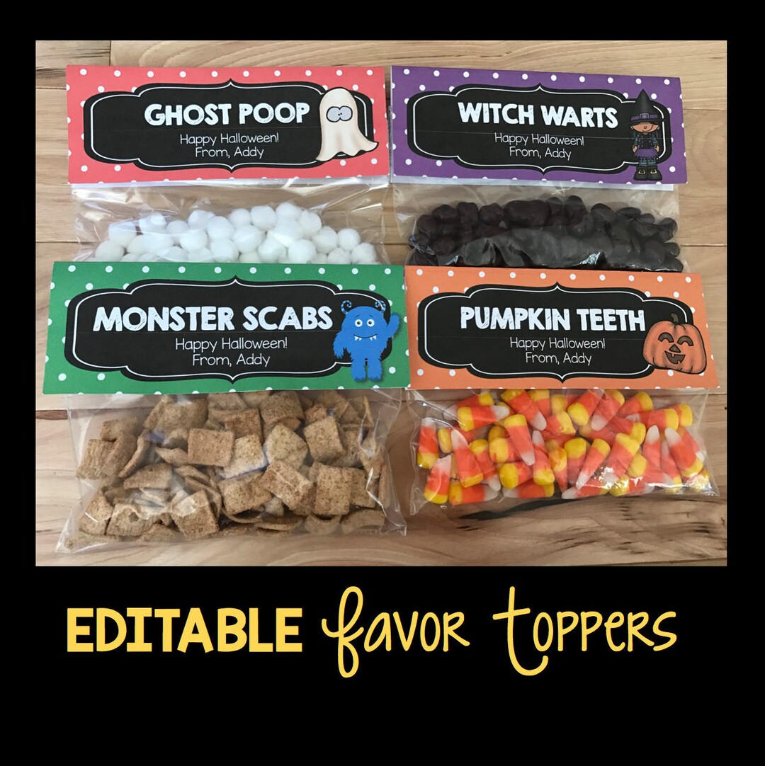Halloween Party Favor Tags EDITABLE Pumpkin - Witch - Monster - Ghost ...