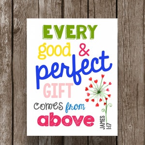 50% OFF SALE Every Good and Perfect Gift - Psalm Watercolor Scripture ...