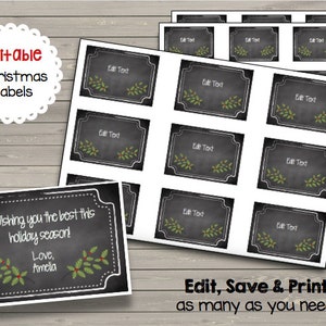 Christmas EDITABLE Notes Holiday Tags Cards Thank You Notes Labels ...