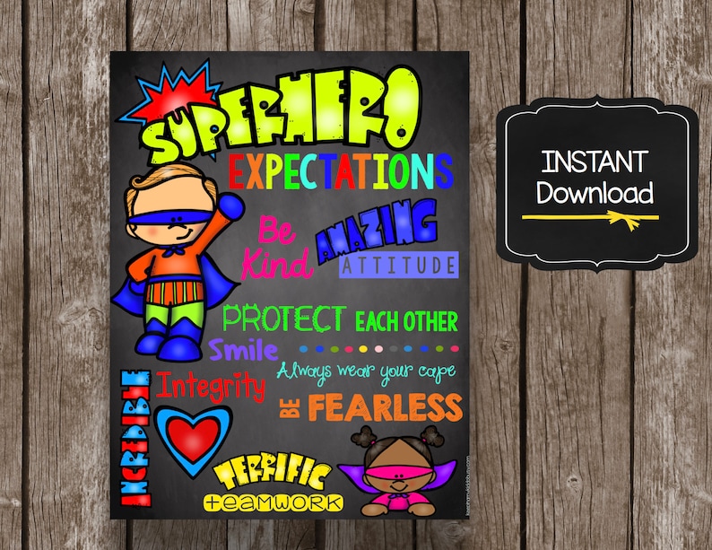 Superhero Expectations - Classroom Rules - Playroom Rules - Poster ...