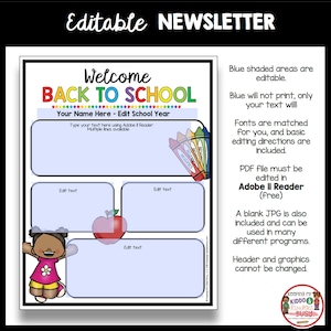 Welcome Back to School - Editable Newsletter - Back to School - Meet ...