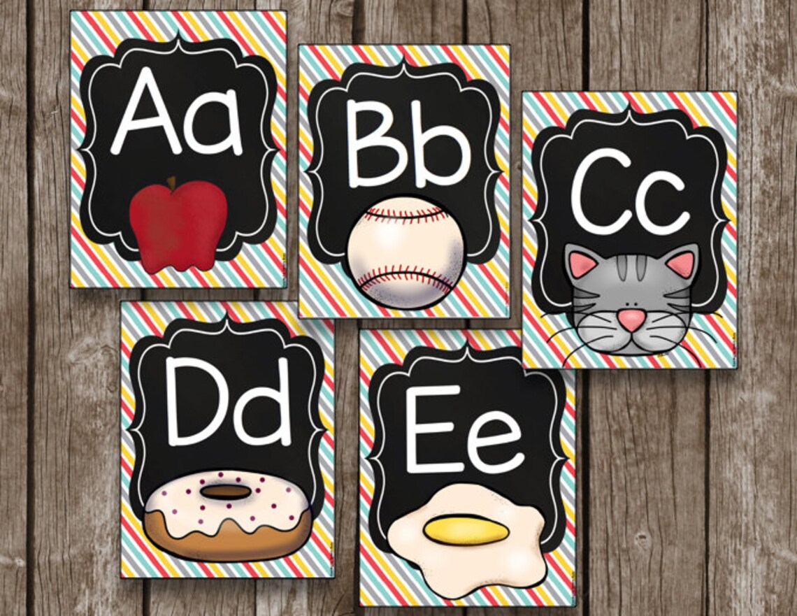 50% OFF SALE - Alphabet Posters - Cards - Chalkboard - Classroom - Etsy
