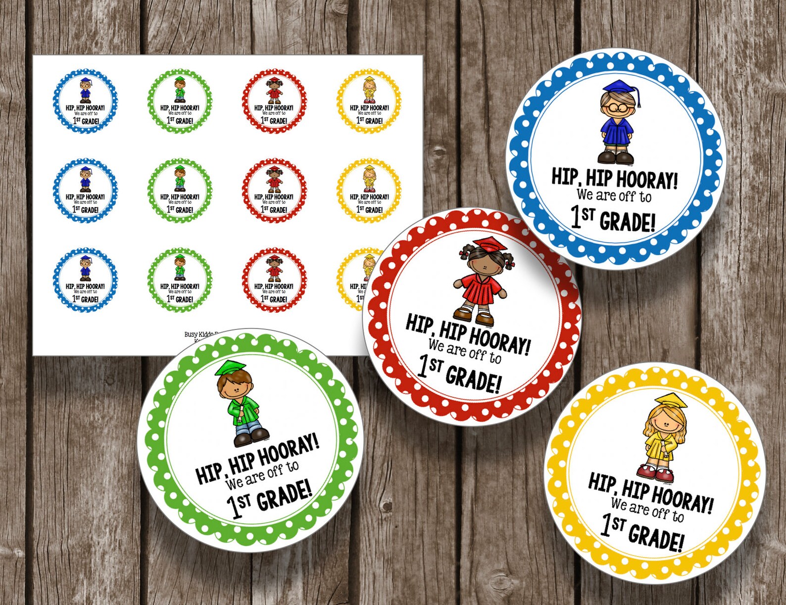 50% OFF SALE Kindergarten Graduation Cupcake Toppers - Favor Tags ...