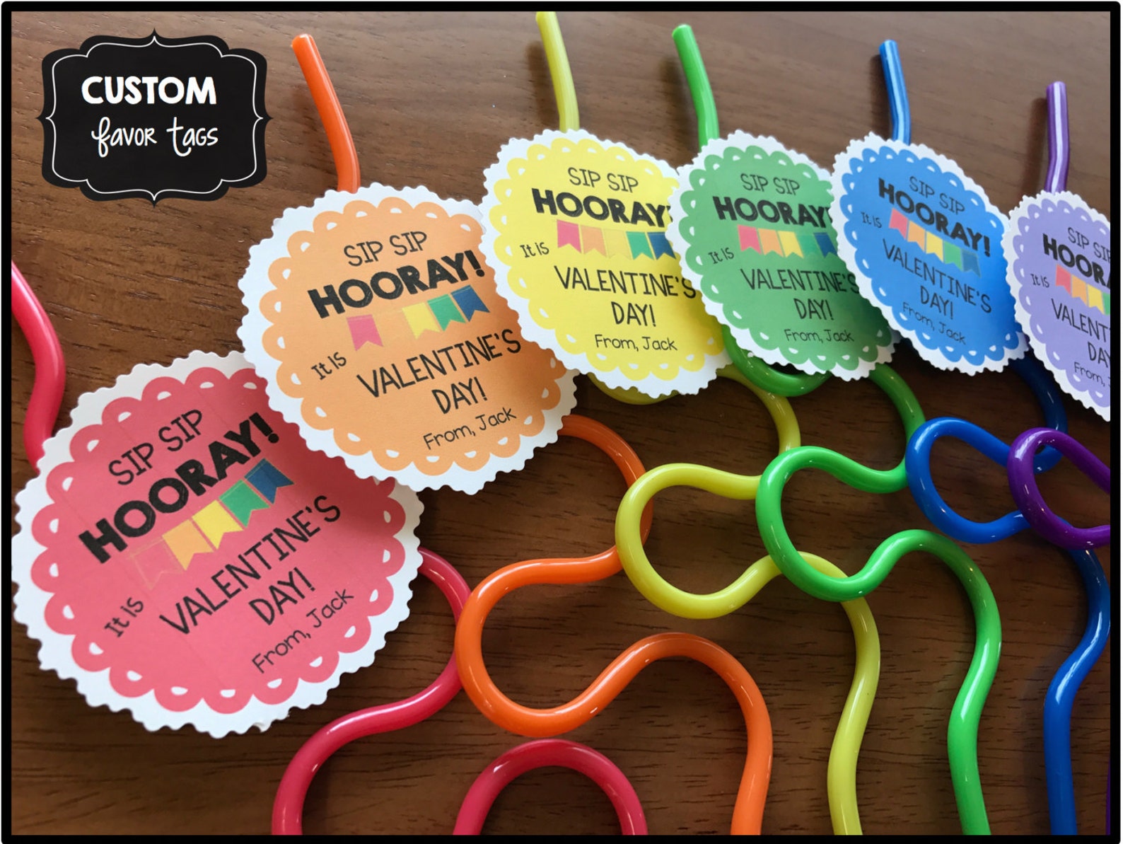 Sip Sip Hooray Happy Valentine's Day Card Favor Tag - Etsy