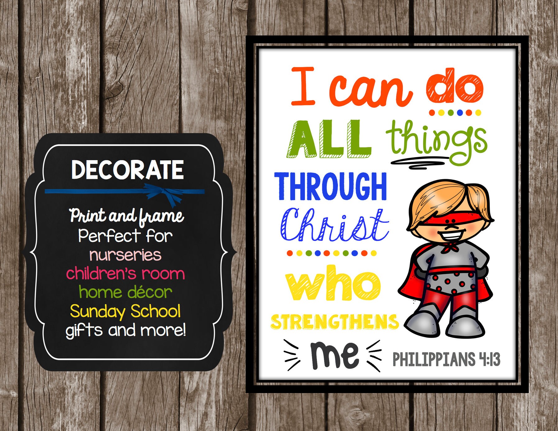 Superhero Kids Scripture Posters Printable JPG and PDF Files - Etsy ...
