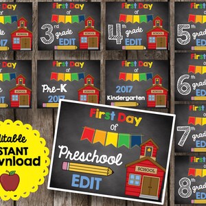 50% OFF SALE First Day of School Sign - Chalkboard Poster - All Grades ...