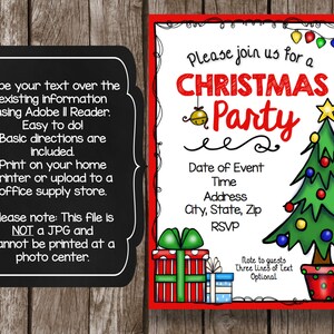 Christmas Party Invitation - EDITABLE - DIY Printable PDF - Kids ...