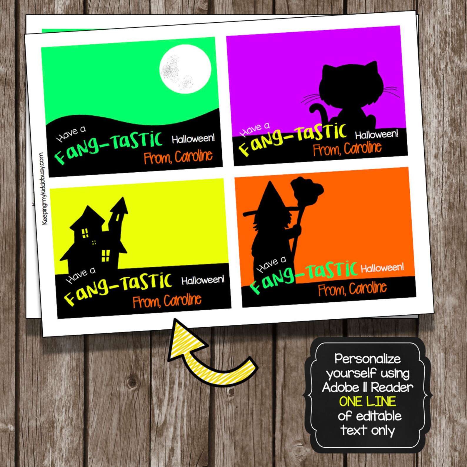 FANGS Halloween Card EDITABLE Printable DIY Candy Free | Etsy