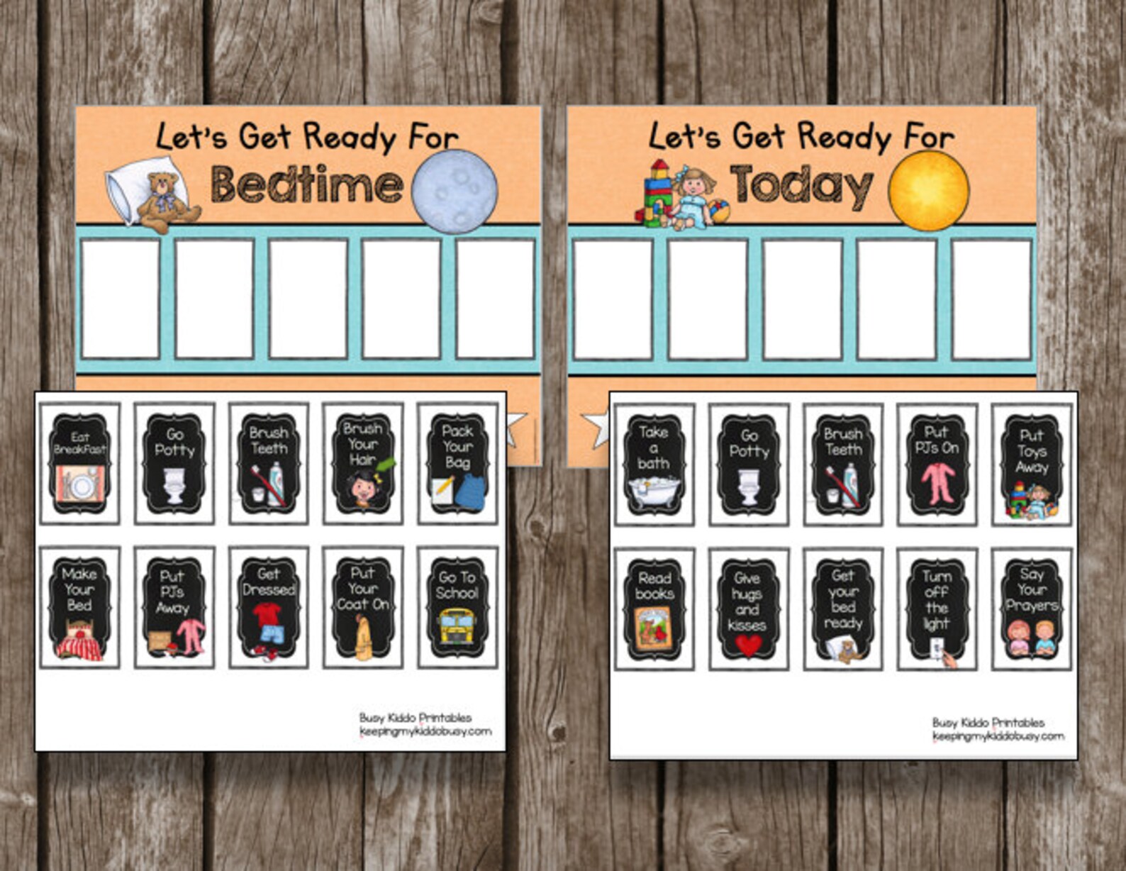 50% OFF SALE Morning & Bedtime Routine Chart Cards - Etsy