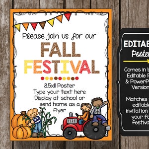 Fall Festival Invitation - EDITABLE - Harvest Celebration - School ...