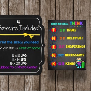 Superhero THINK Poster - Classroom Decor - Playroom - Kids Wall Art ...