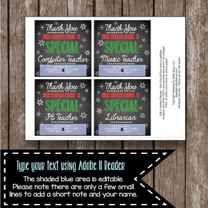 Teacher Appreciation Cards EDITABLE Music Librarian Computer PE Teacher ...