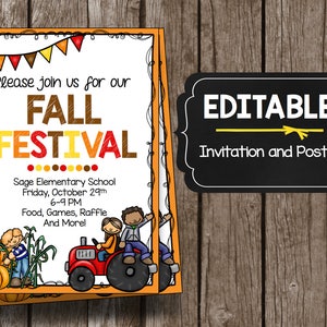 Fall Festival Invitation - EDITABLE - Harvest Celebration - School ...