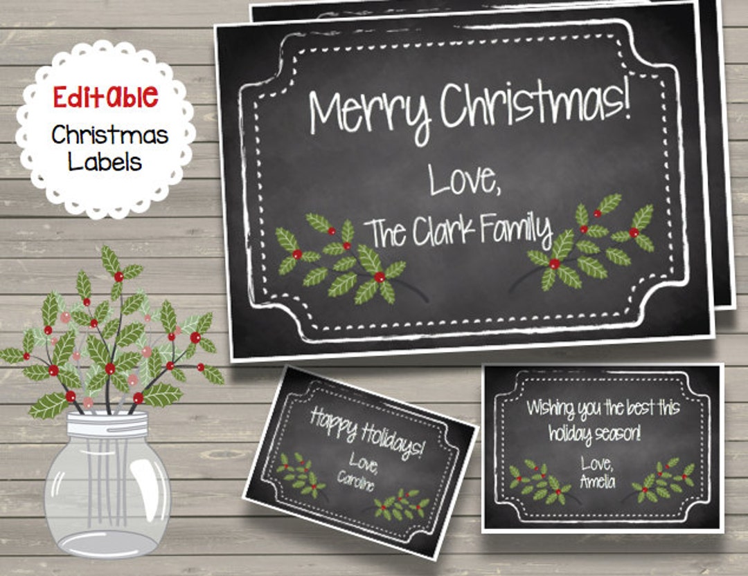 Christmas EDITABLE Notes Holiday Tags Cards Thank You Notes Labels ...