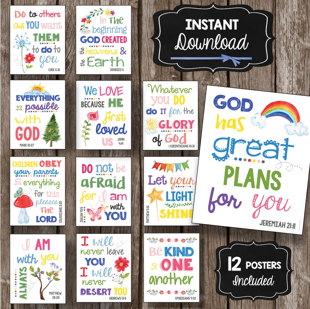 Scripture Posters BUNDLE - Kids Bible Verses - Printable Wall Art ...