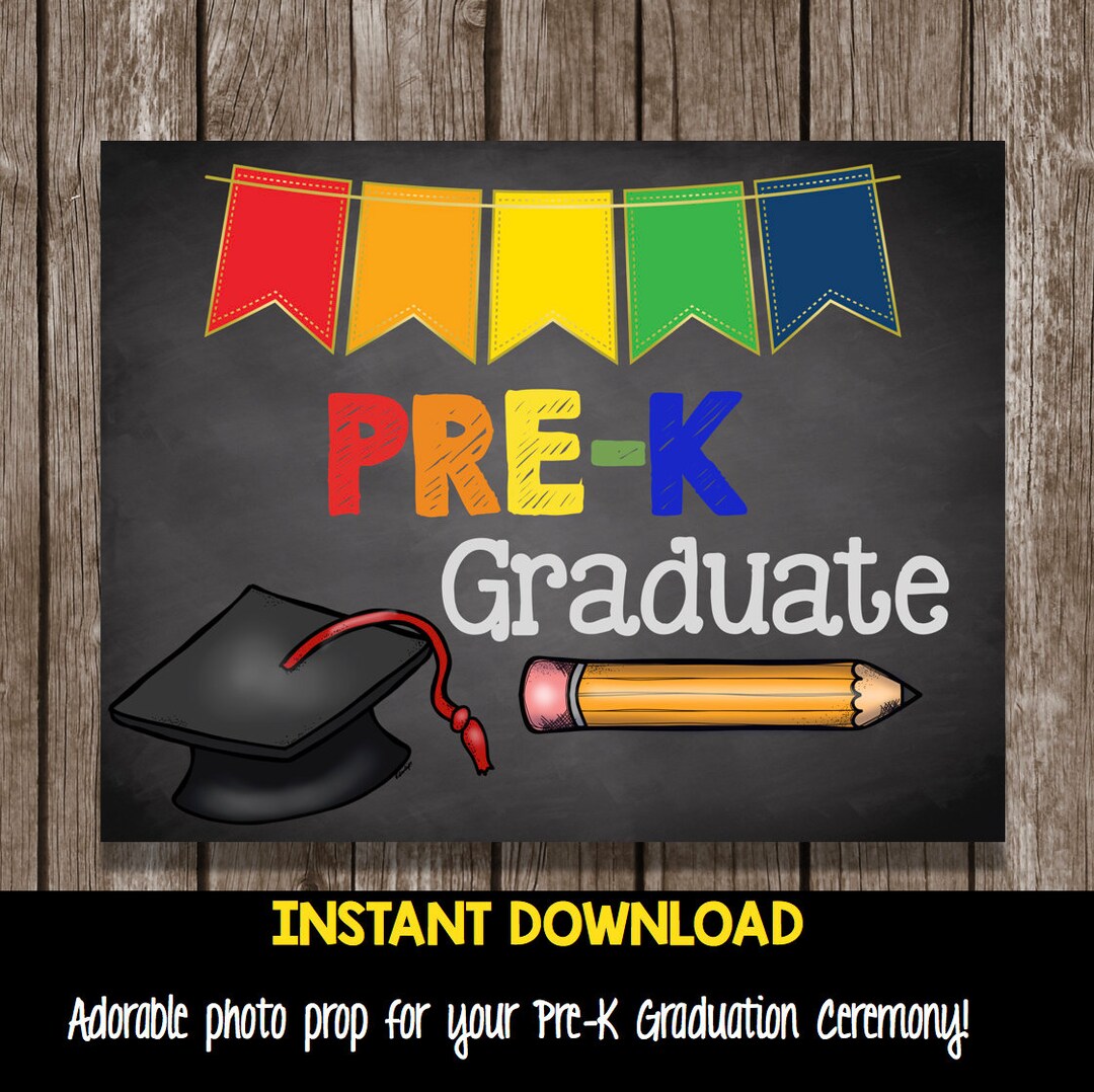Pre-k Graduate Poster - Photo Prop - Announcement - Chalkboard Picture ...