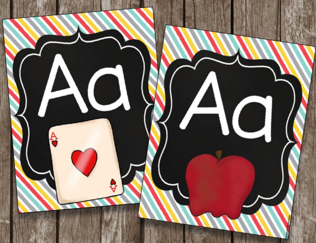50% OFF SALE - Alphabet Posters - Cards - Chalkboard - Classroom - Etsy