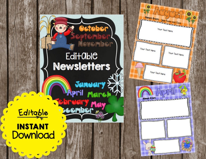50% OFF SALE - Classroom Newsletters - Monthly - Editable - Color & BW ...
