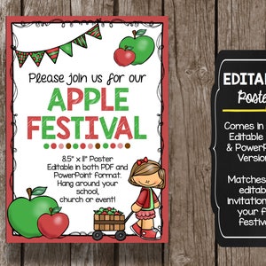 Apple Festival Invitation - EDITABLE - Harvest Celebration - School ...