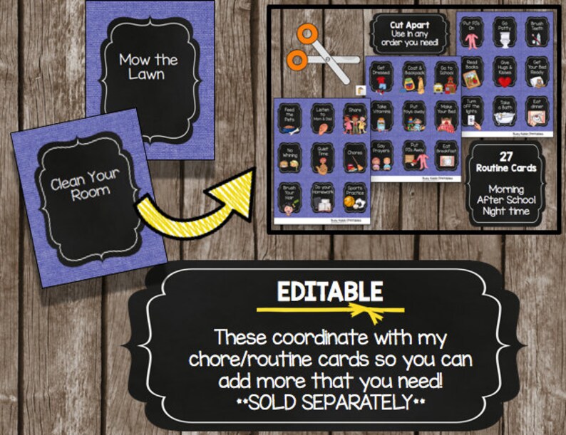 50% OFF SALE Editable Cards BLUE Chalkboard Instant | Etsy