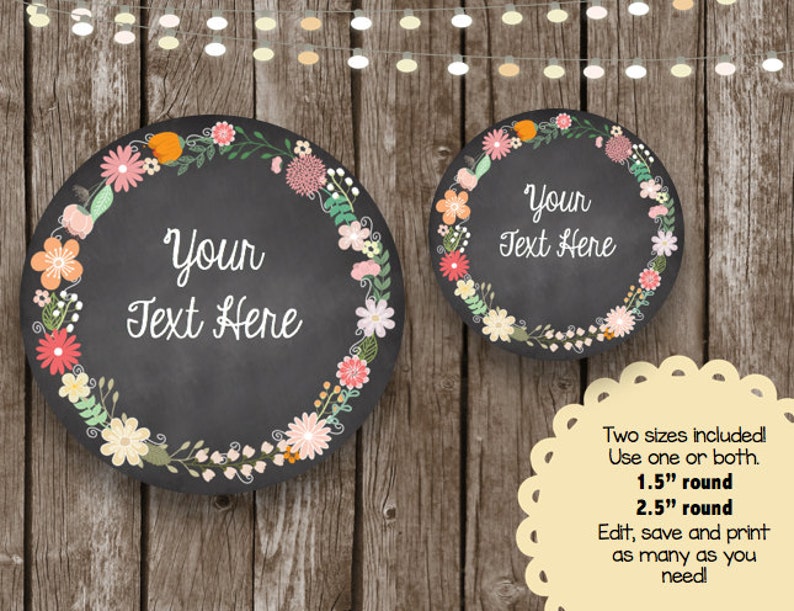 50% OFF SALE Round Chalkboard editable Labels Cards - Etsy