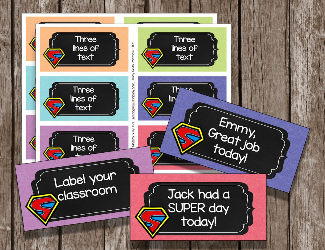 Superhero Cards Labels Tags Classroom Supplies - Etsy