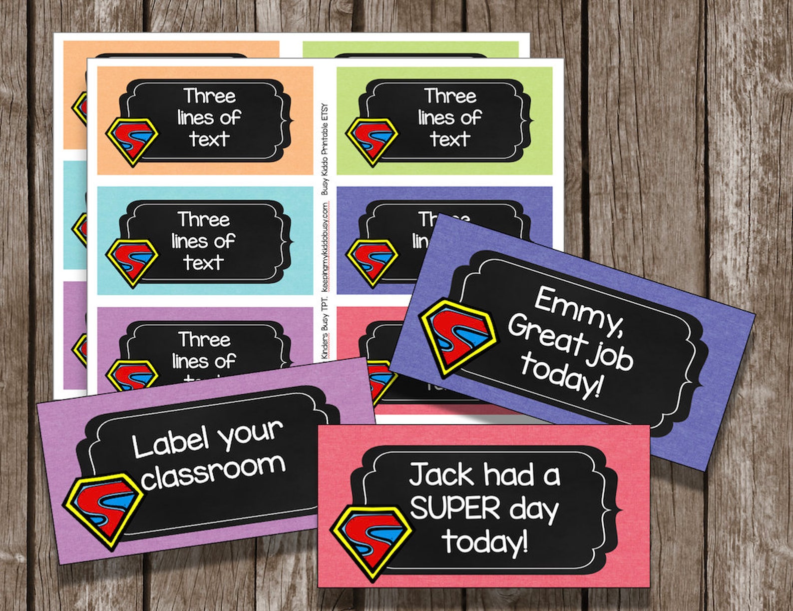 Superhero Cards Labels Tags Classroom Supplies - Etsy