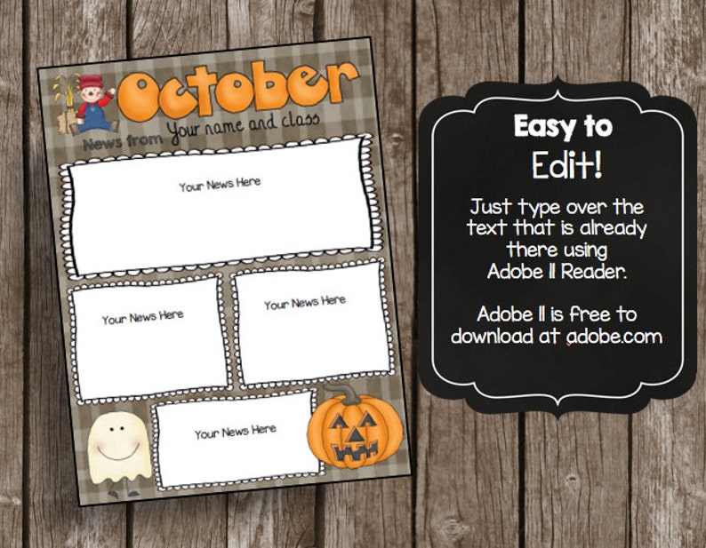 50% OFF SALE - Classroom Newsletters - Monthly - Editable - Color & BW ...