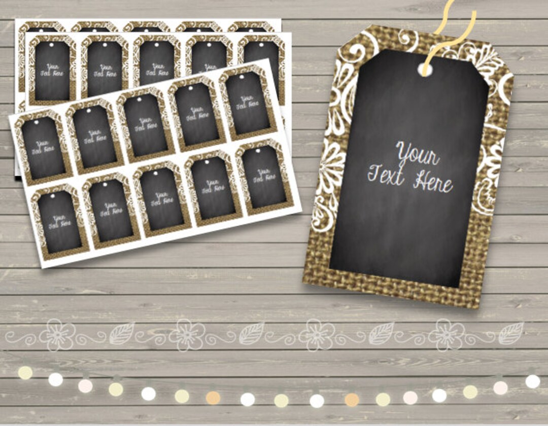 50% OFF SALE Burlap & Chalkboard {editable} Gift Tags - Labels - Cards ...