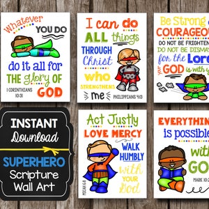 Superhero Kids Scripture Posters - Printable JPG and PDF Files ...