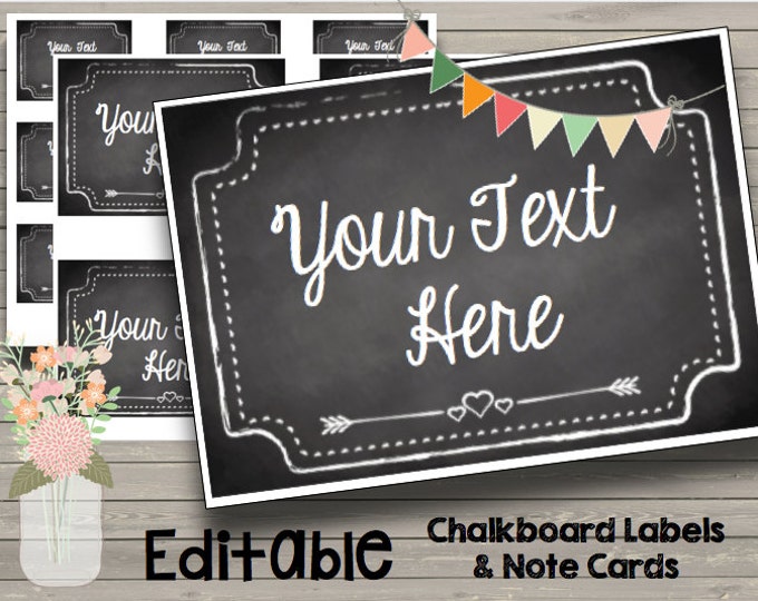 50% OFF SALE Chalkboard Labels editable Note Cards Frames - Etsy