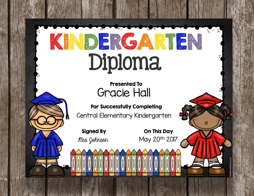 50% OFF SALE - Kindergarten Diploma - Graduation - Printable - INSTANT ...