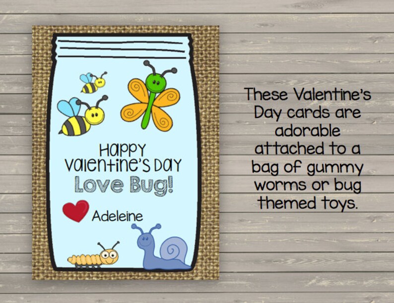 50% OFF SALE Valentine's Day EDITABLE Love Bug Kids Cards - Etsy