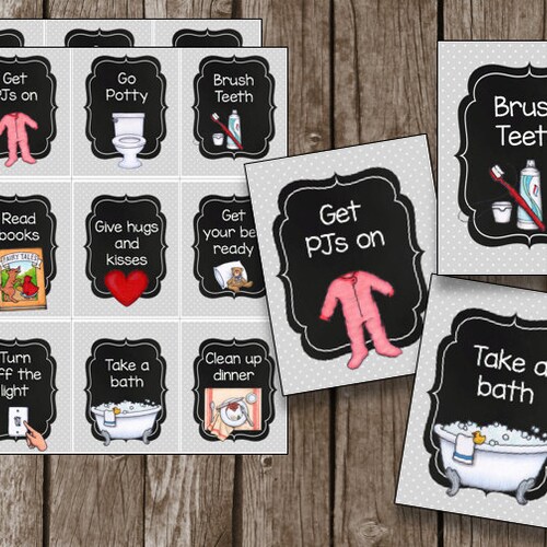50% OFF SALE Routine Pictures Chalkboard Kids Routines - Etsy